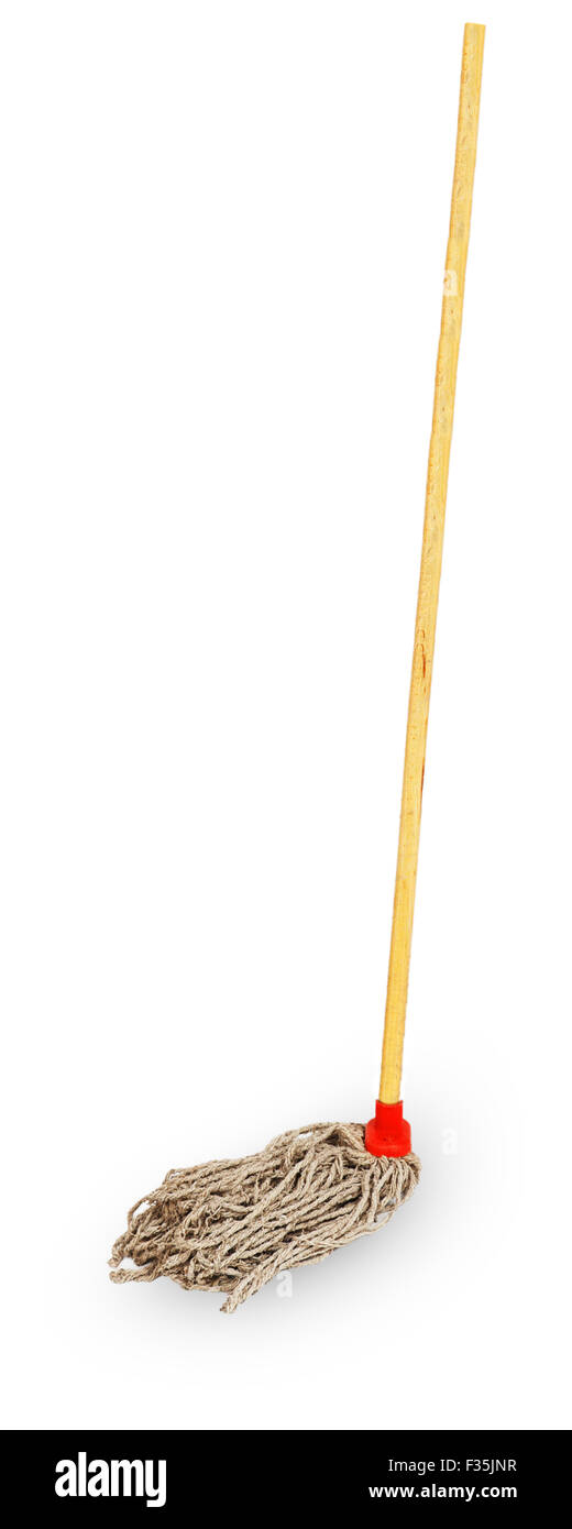 Old mop isolated on white background Stock Photo - Alamy