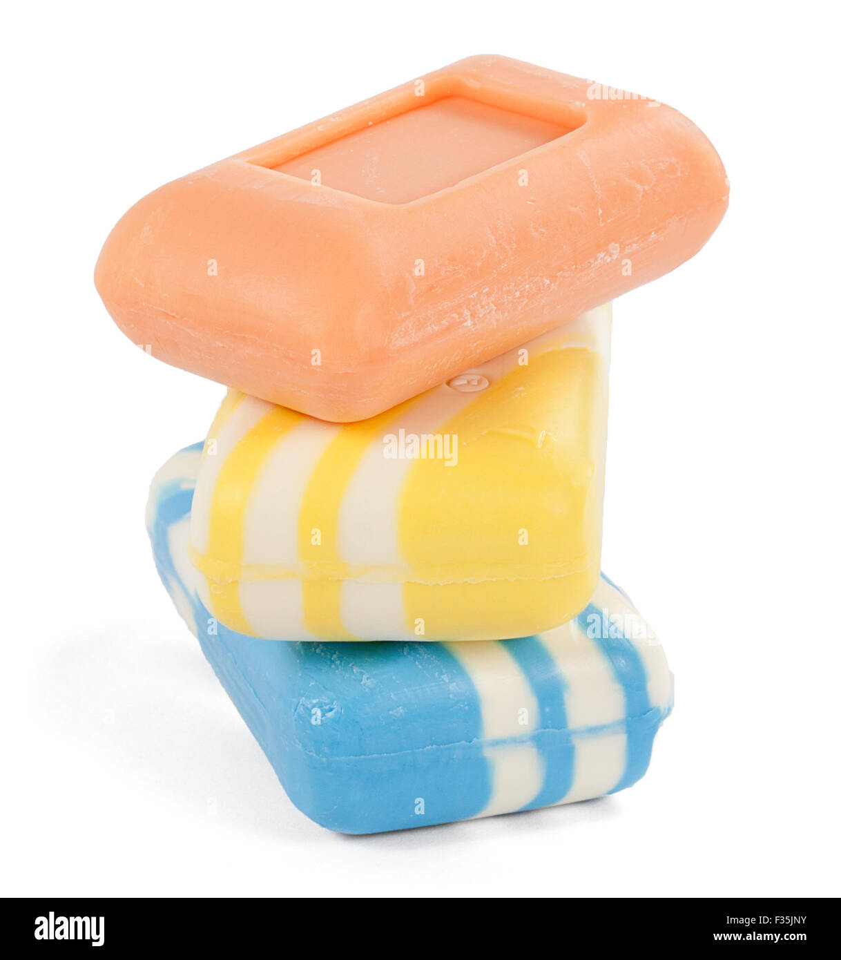 three soaps isolated on white background Stock Photo - Alamy