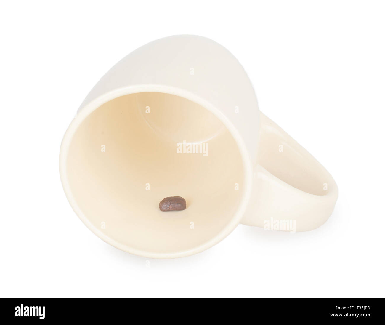 coffee beans in beige cup isolated on white background Stock Photo - Alamy