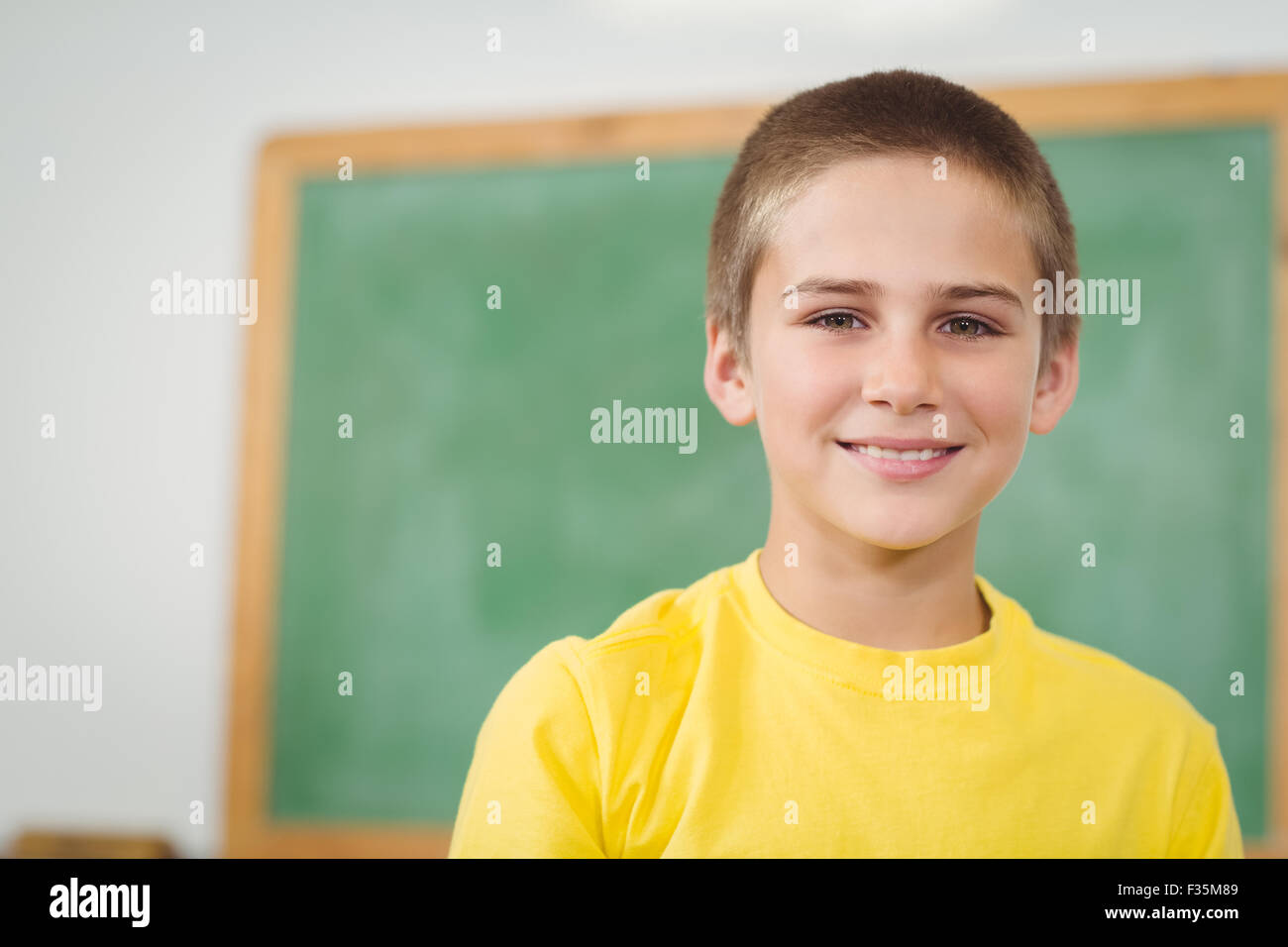 Smiling pupil sitting in a classroom Stock Photo - Alamy