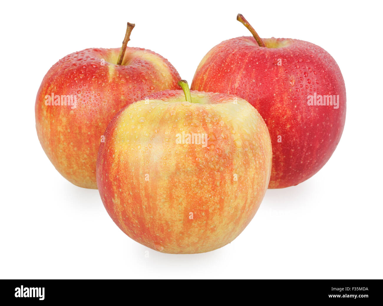 three red apples isolated on white background Stock Photo - Alamy