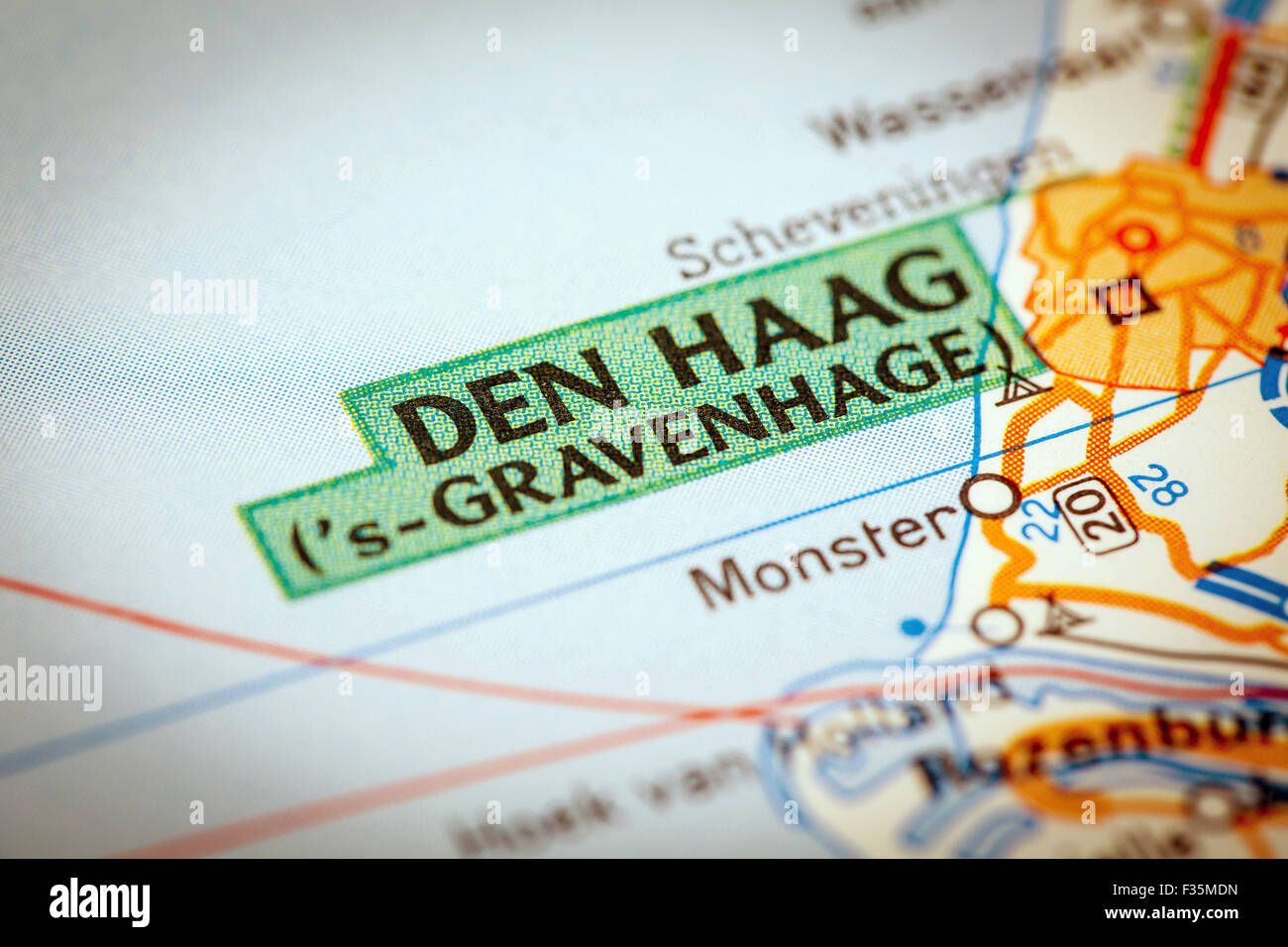 Map Photography: Den Haag City on a Road Map Stock Photo - Alamy
