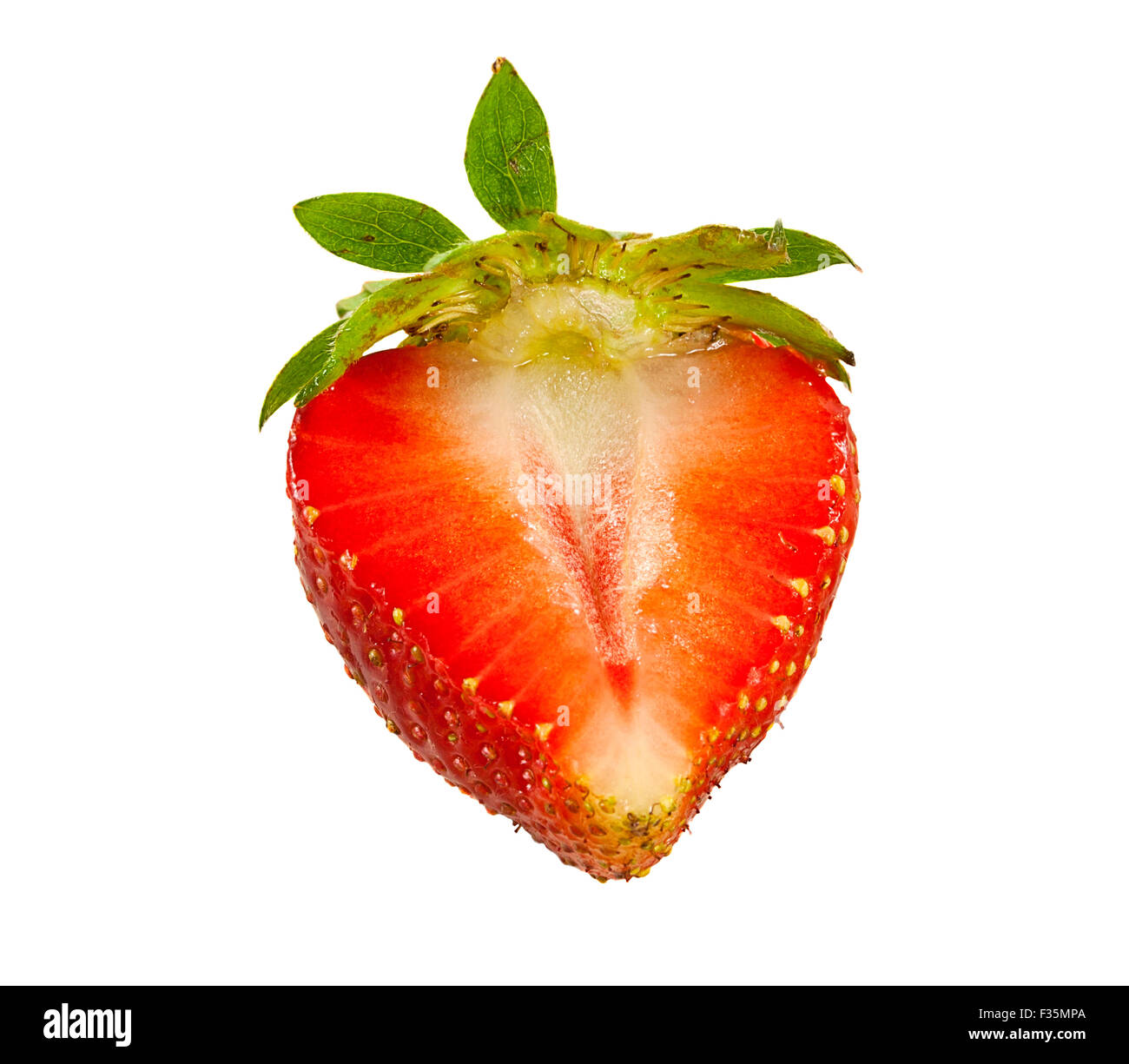 half strawberry isolated on white background Stock Photo - Alamy