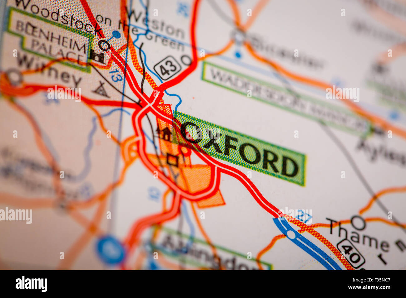 Map Photography: Oxford City on a Road Map Stock Photo - Alamy
