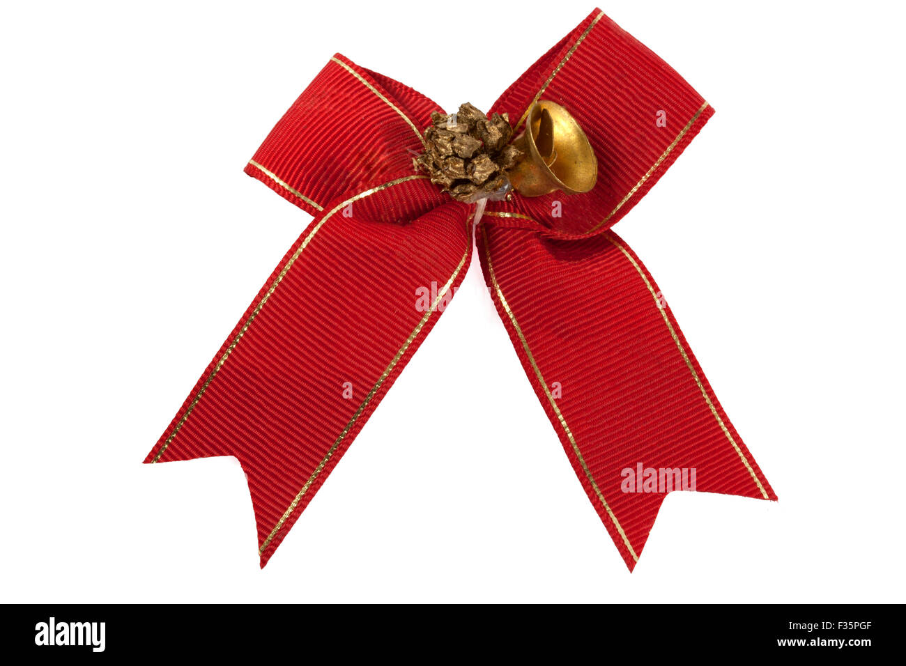 red ribbon with a bell isolated on white background Stock Photo - Alamy