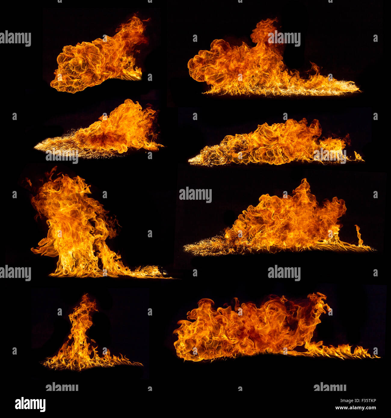 High resolution fire collection on black background Stock Photo - Alamy
