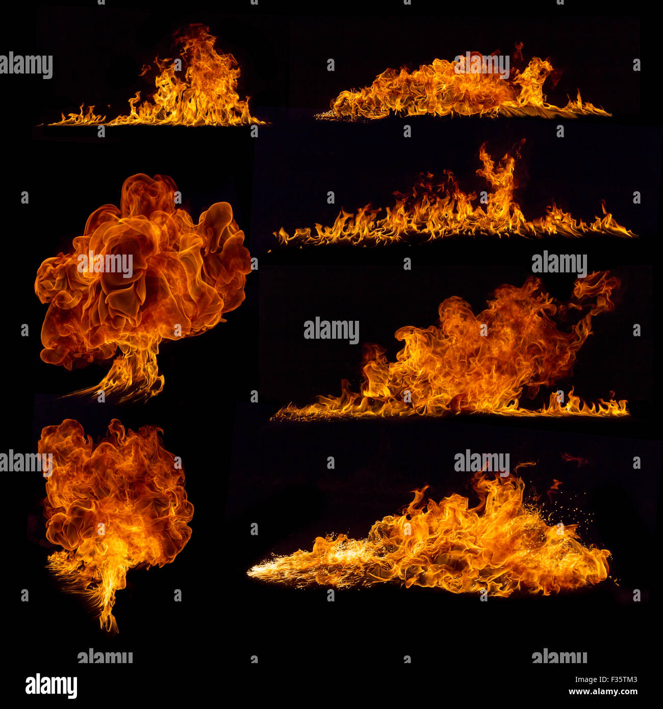 High resolution fire collection on black background Stock Photo - Alamy