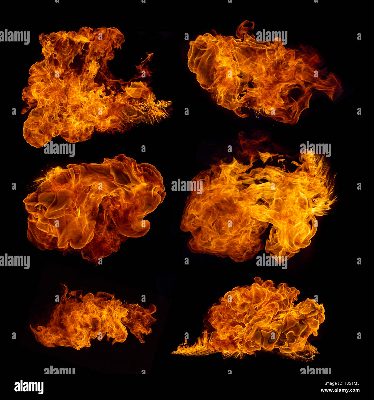 High resolution fire collection on black background Stock Photo - Alamy