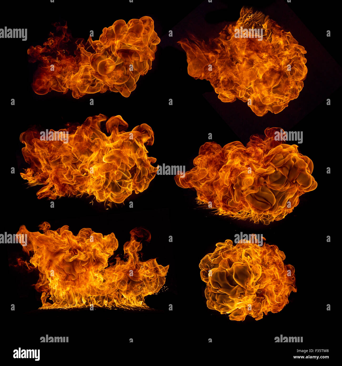 High resolution fire collection on black background Stock Photo - Alamy