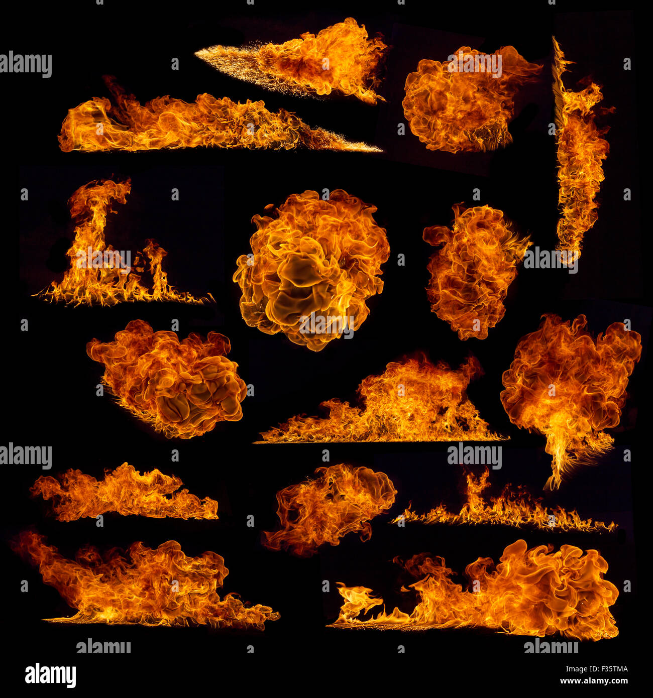 High resolution fire collection on black background Stock Photo - Alamy