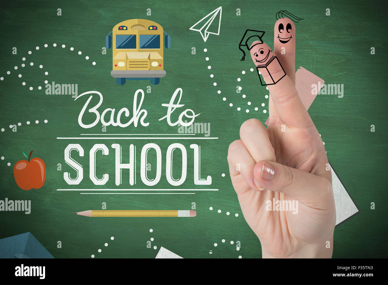 Composite image of fingers posed as students Stock Photo - Alamy