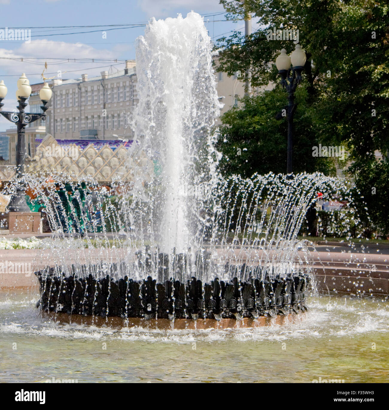 Moscow, fountain on Pushkinskaya square Stock Photo - Alamy
