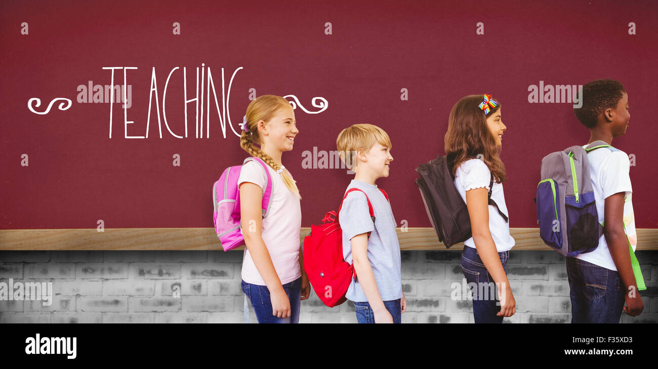 Teaching against red background Stock Photo - Alamy