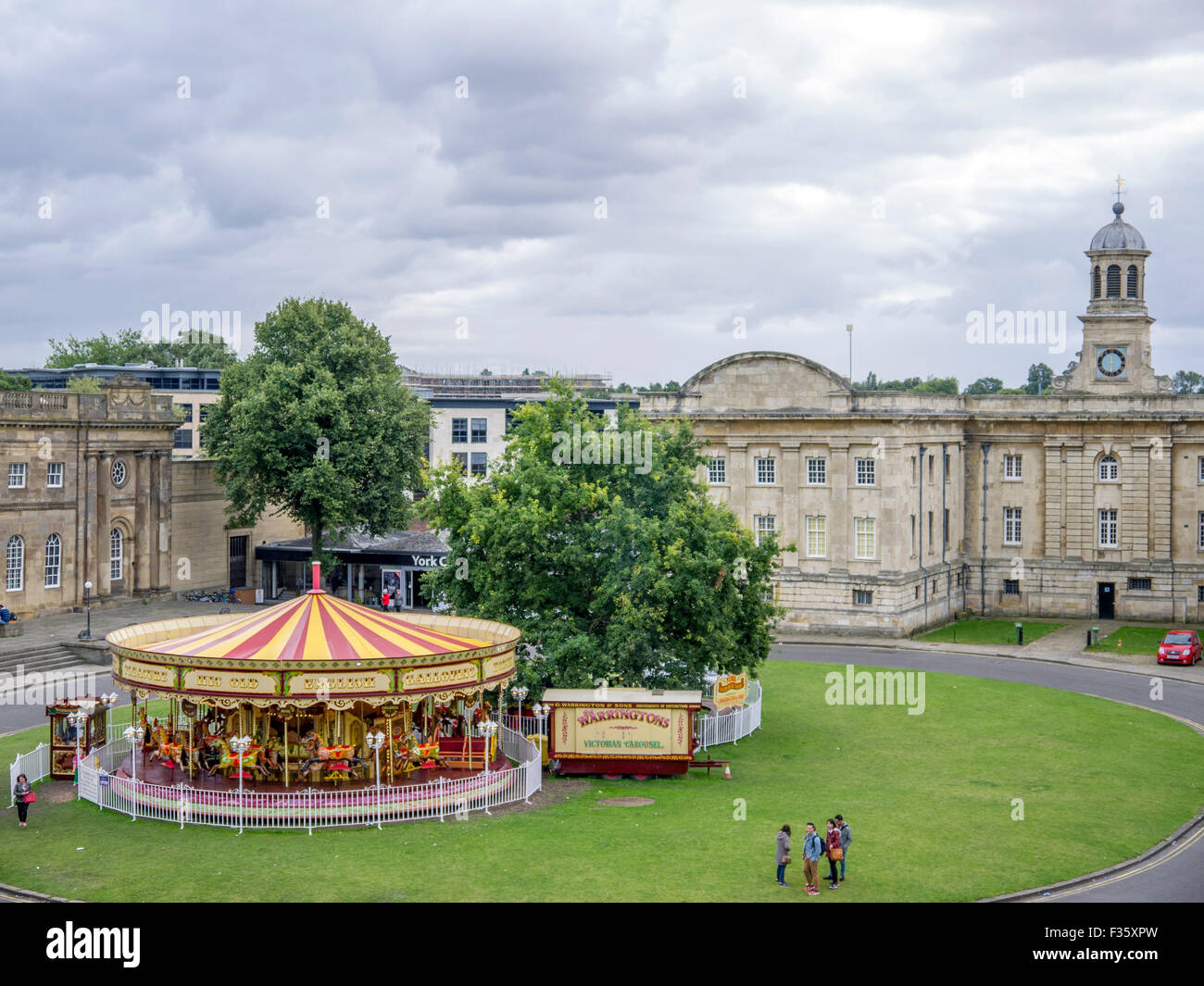 Museum, merry-go-round and court house view from Cliffords Tower Stock ...
