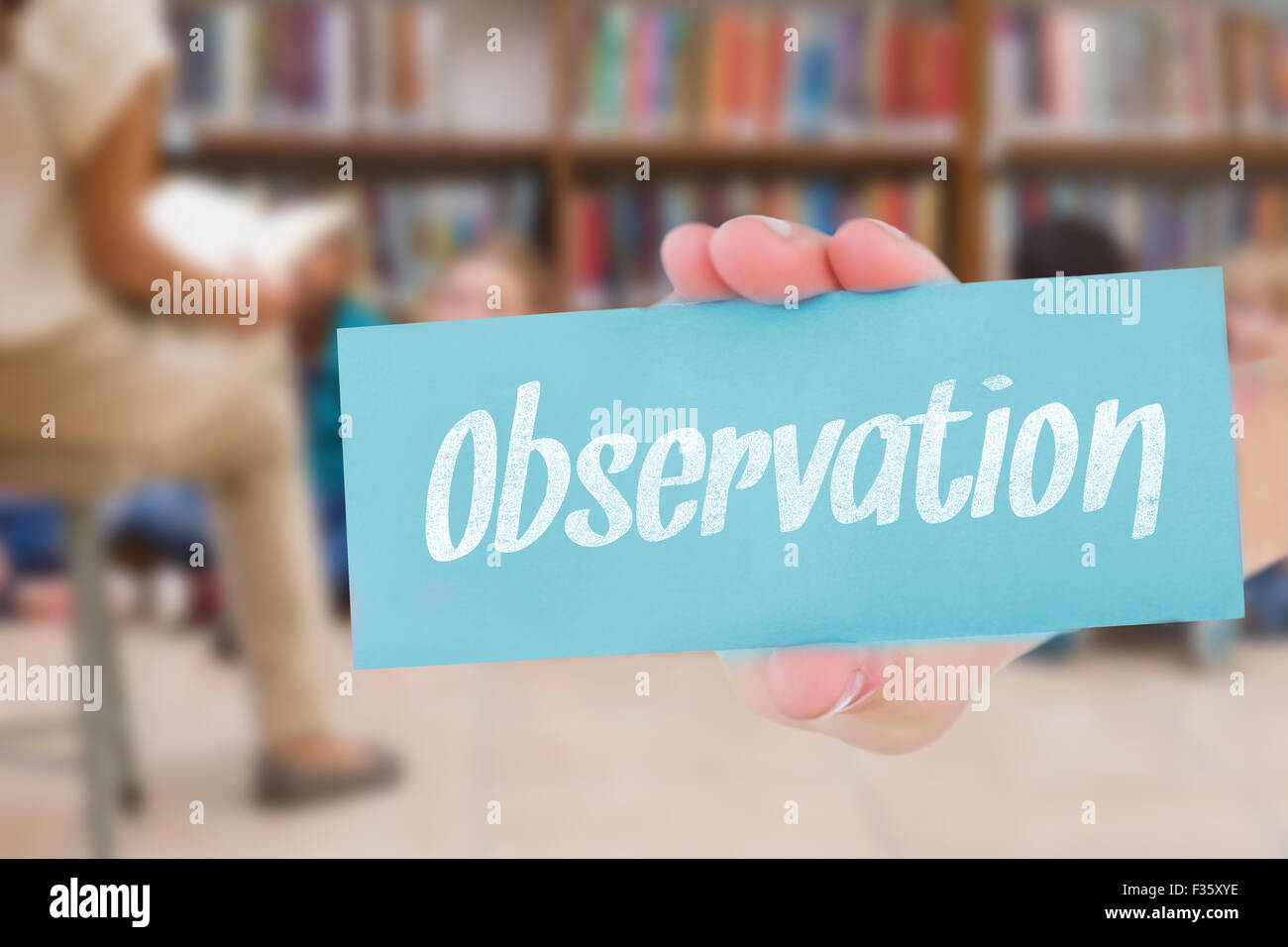 Observation against cute pupils and teacher having class in library ...