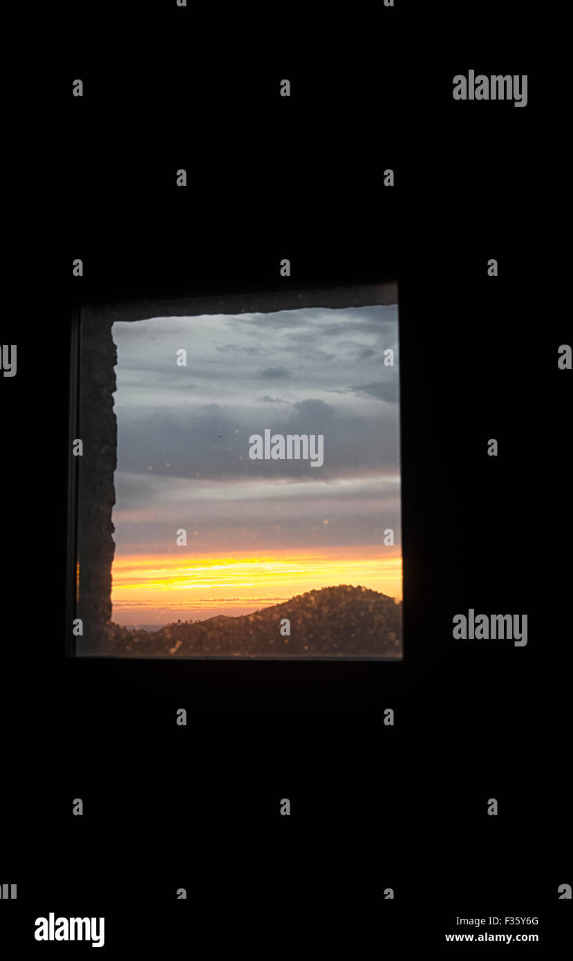 Daybreak view from a window in a park Stock Photo - Alamy