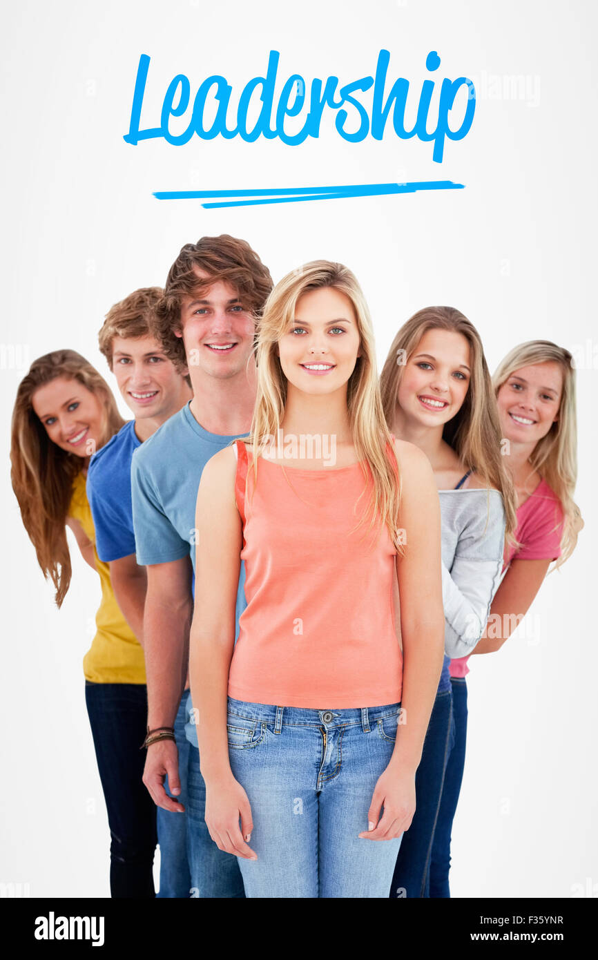 Leadership against white background with vignette Stock Photo - Alamy