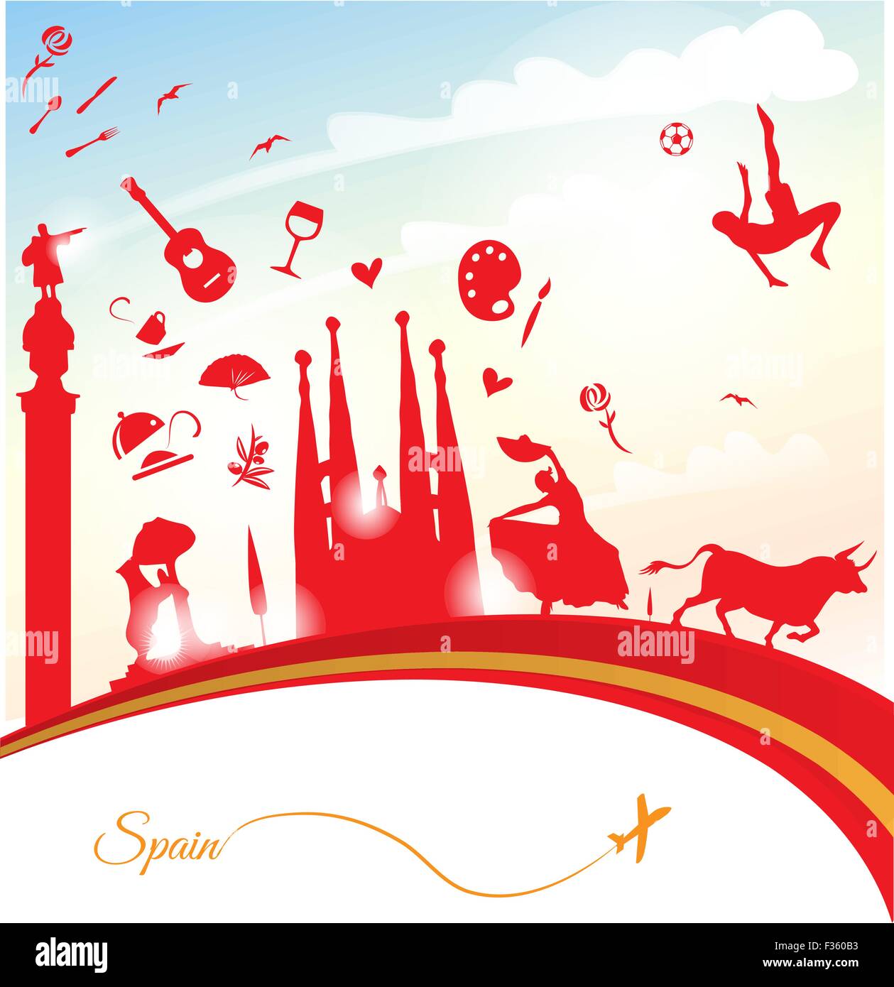 spain background with flag and symbol Stock Vector Image & Art - Alamy