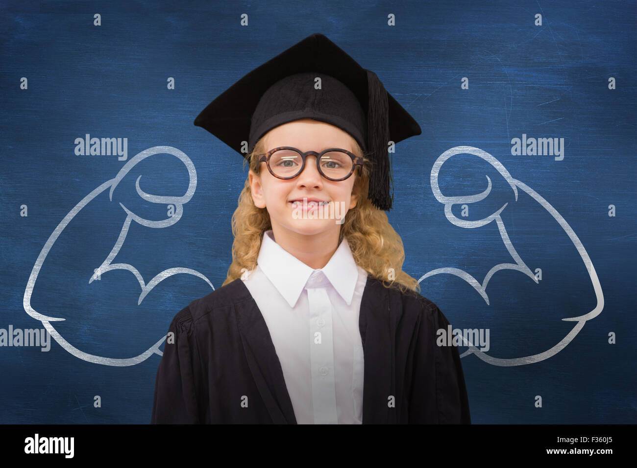 Composite image of cute pupil in graduation robe Stock Photo - Alamy
