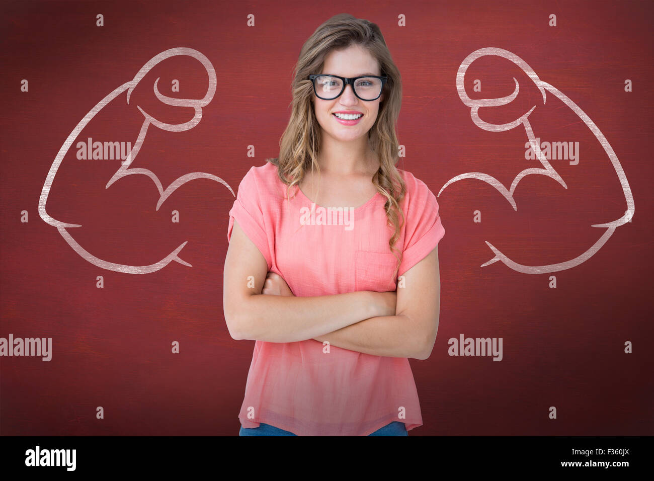 Composite image of pretty geeky hipster smiling at camera Stock Photo ...