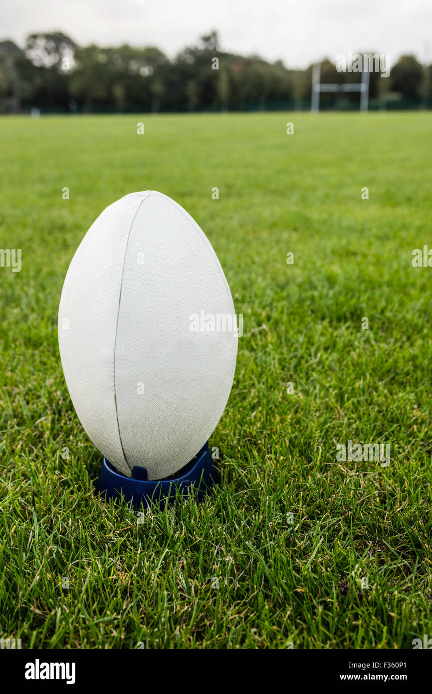 Rugby ball on the pitch Stock Photo - Alamy