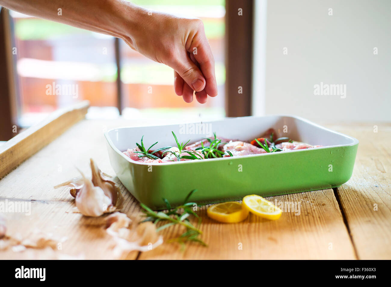 Cooking fresh raw rabbit meat Stock Photo - Alamy