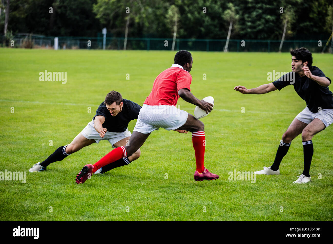 Rugby players playing a match Stock Photo - Alamy