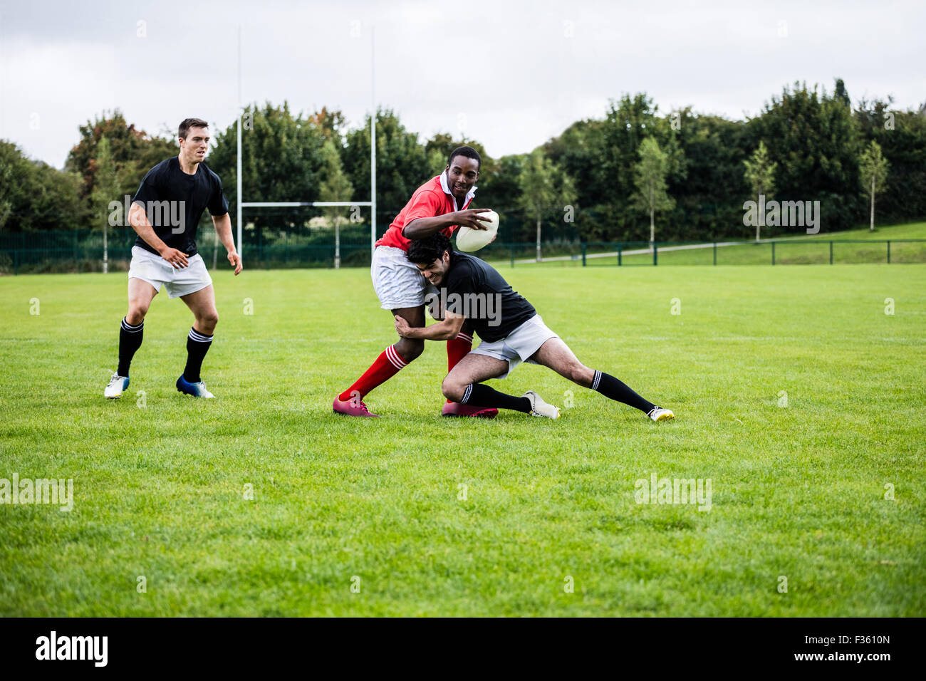 Rugby players playing a match Stock Photo - Alamy