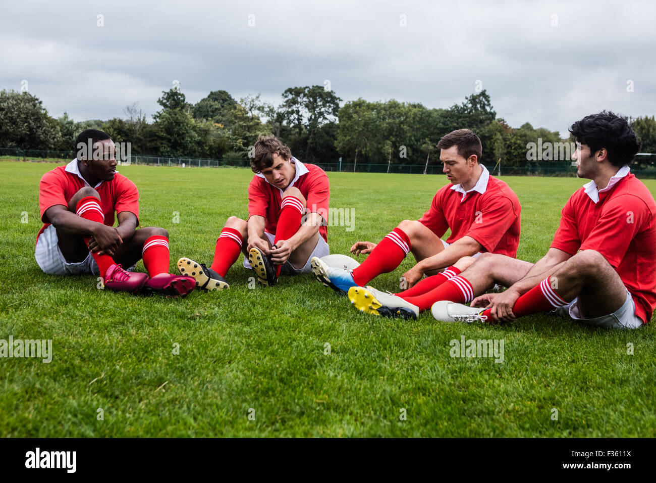 On the pitch with teammates before the match hi-res stock photography ...