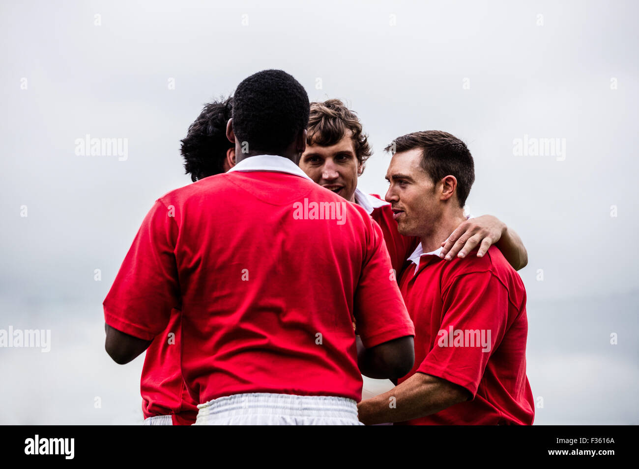 Rugby players celebrating a win Stock Photo - Alamy