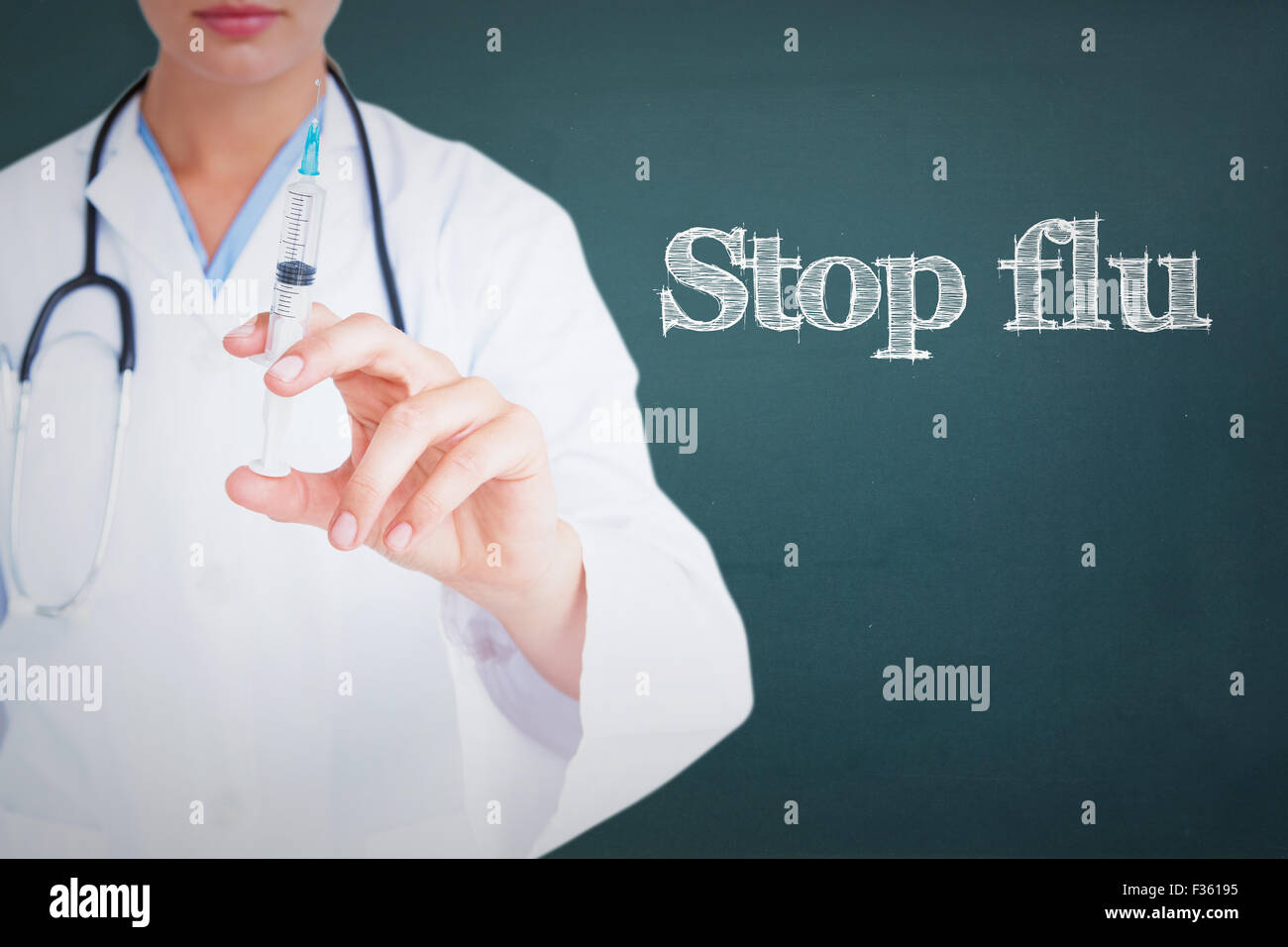 Stop flu against chalkboard Stock Photo - Alamy