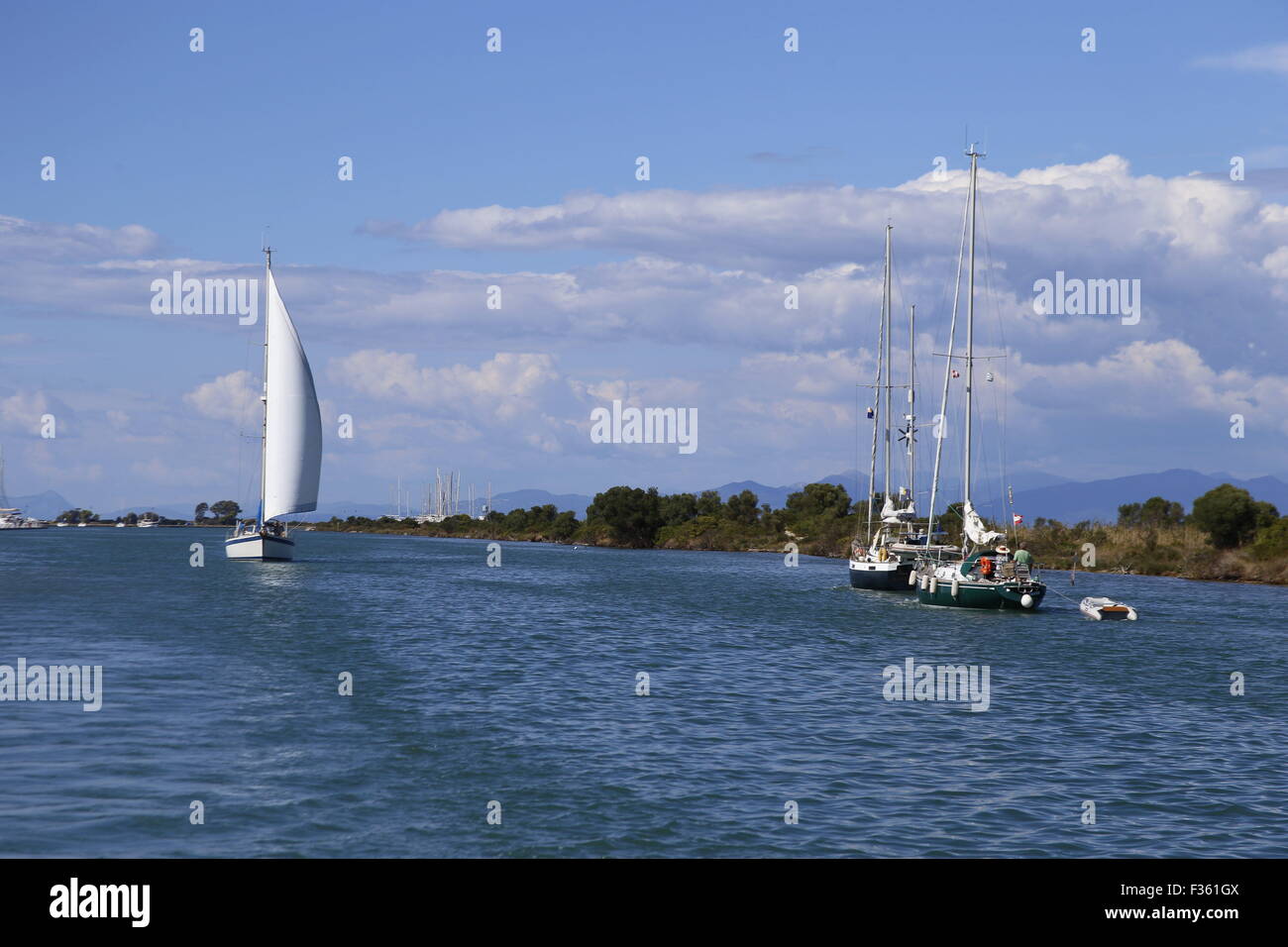 Sailing along the Lefkas Canal, Lefkas, Greece Stock Photo - Alamy