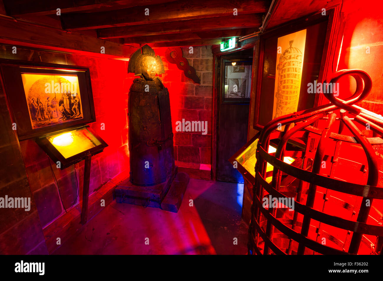 Iron Maiden and a hanging cage in the Torture Museum in Amsterdam, The ...
