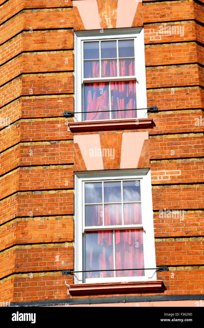 in europe london old red brick wall and historical window Stock Photo ...