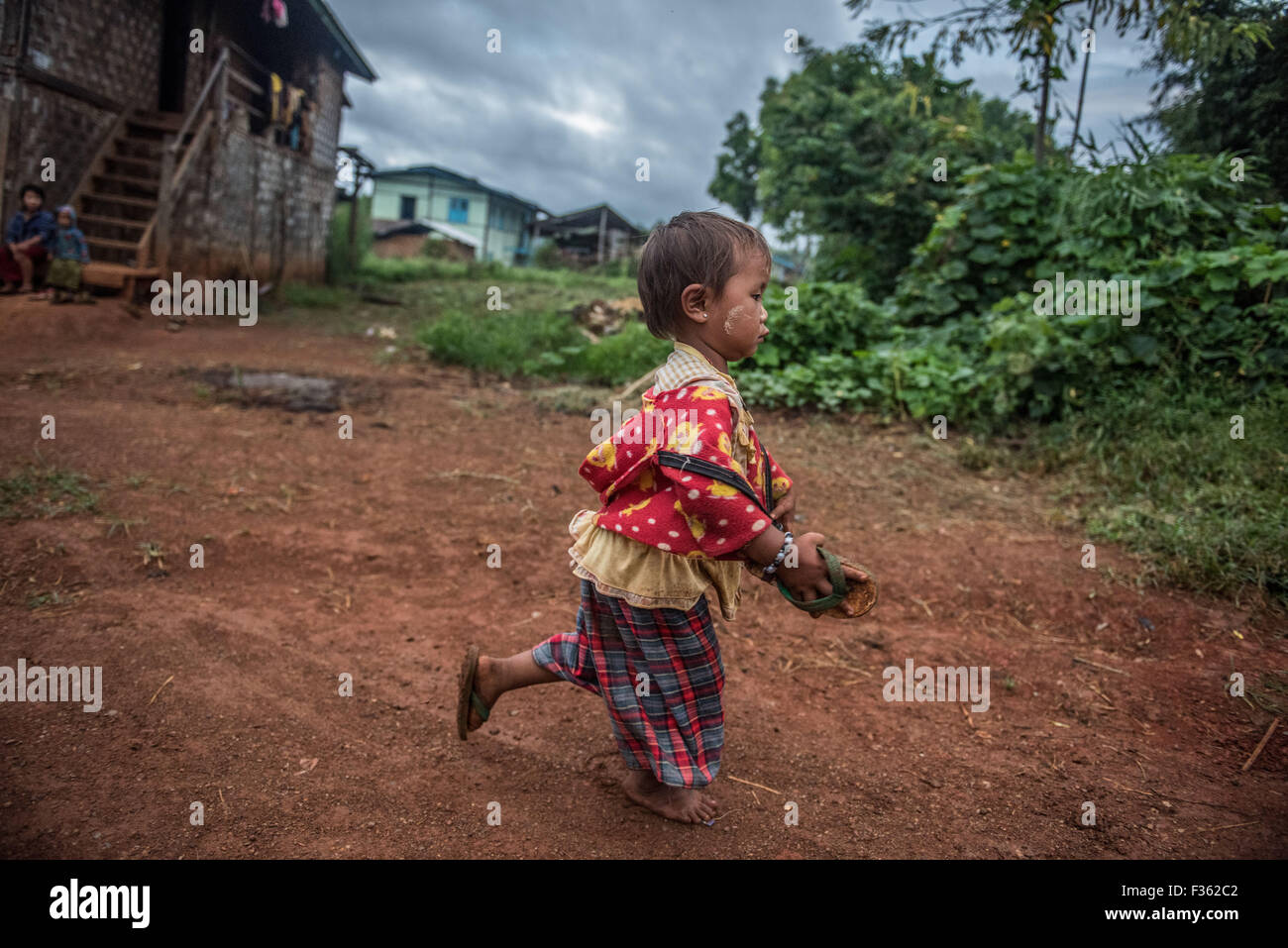 Street scene in small village near Kalaw, Shan State, Myanmar Stock ...