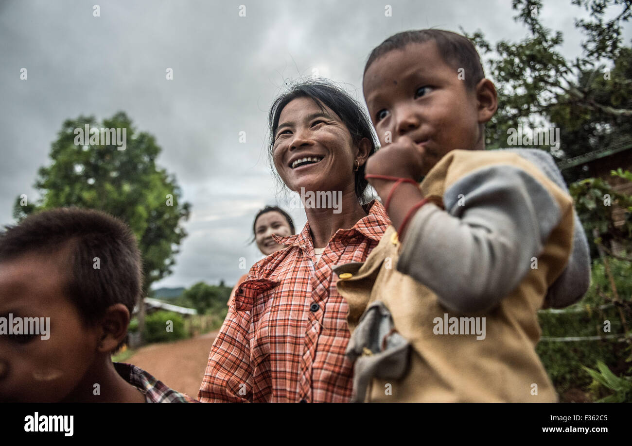 Street scene in small village near Kalaw, Shan State, Myanmar Stock ...