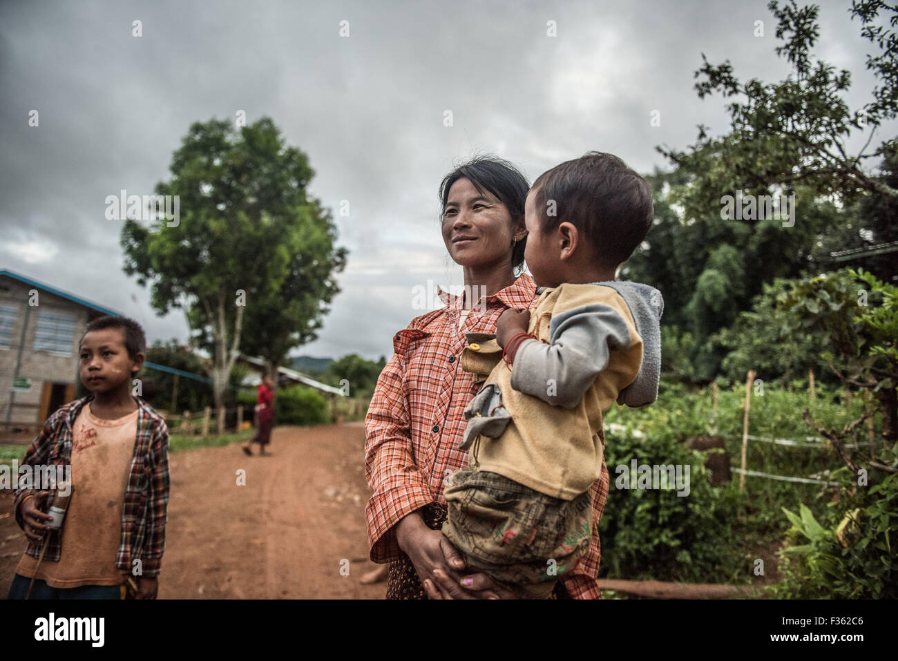 Street scene in small village near Kalaw, Shan State, Myanmar Stock ...