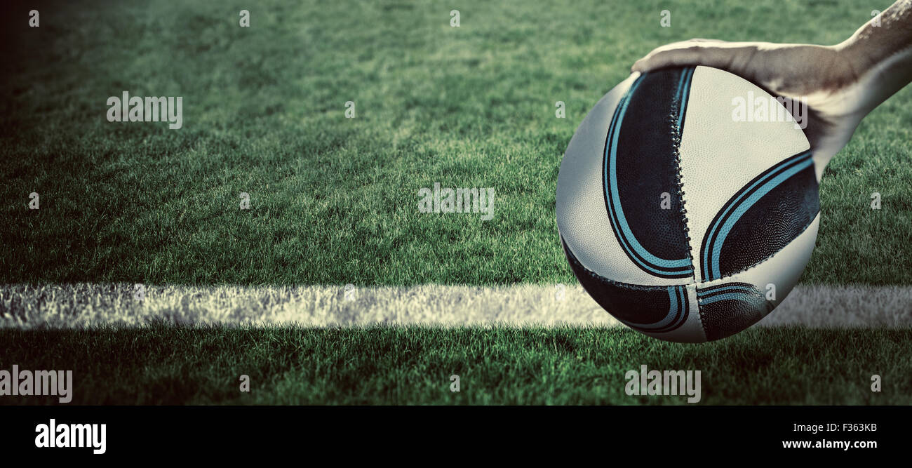 Composite image of close-up of of rugby player with arm raised Stock ...