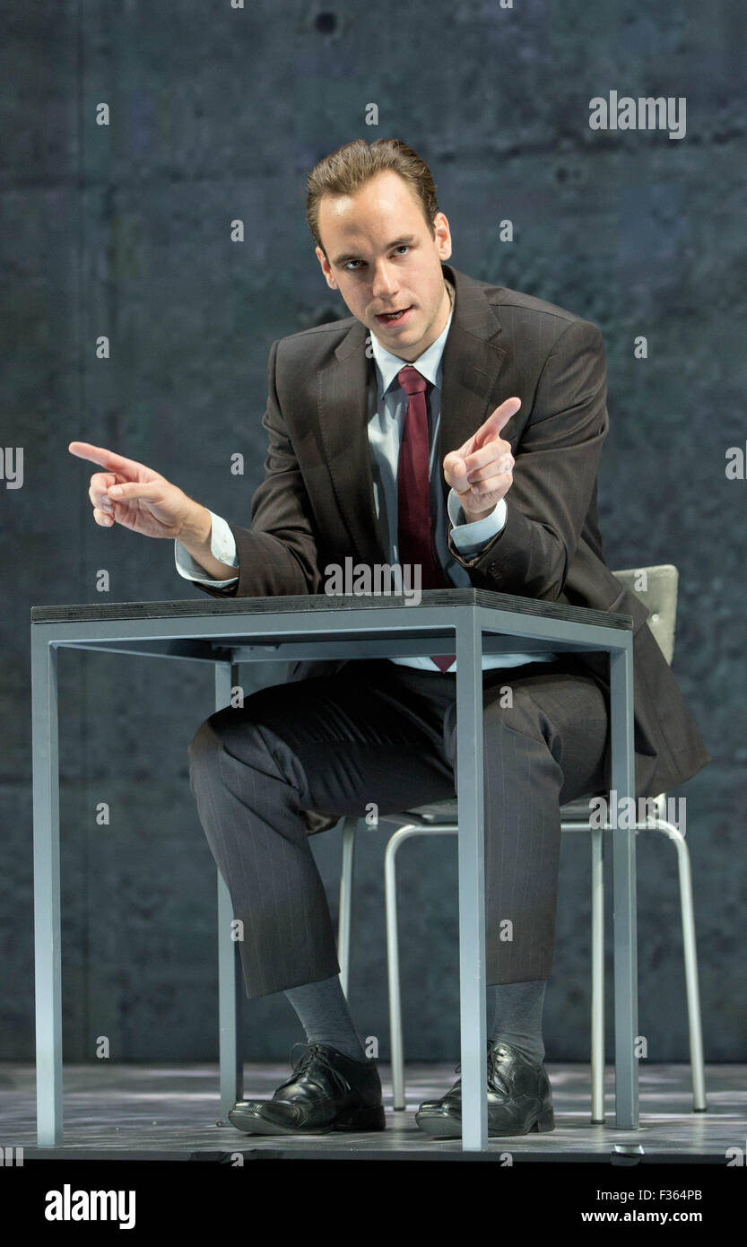 Berlin, Germany. 30th Sep, 2015. Actor Timo Weisschnur on stage during ...