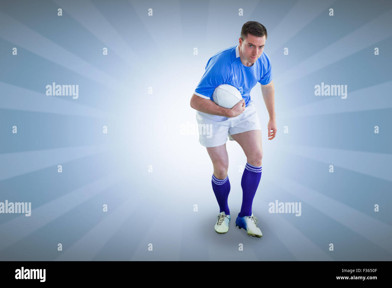 Composite image of rugby player doing a side pass Stock Photo - Alamy