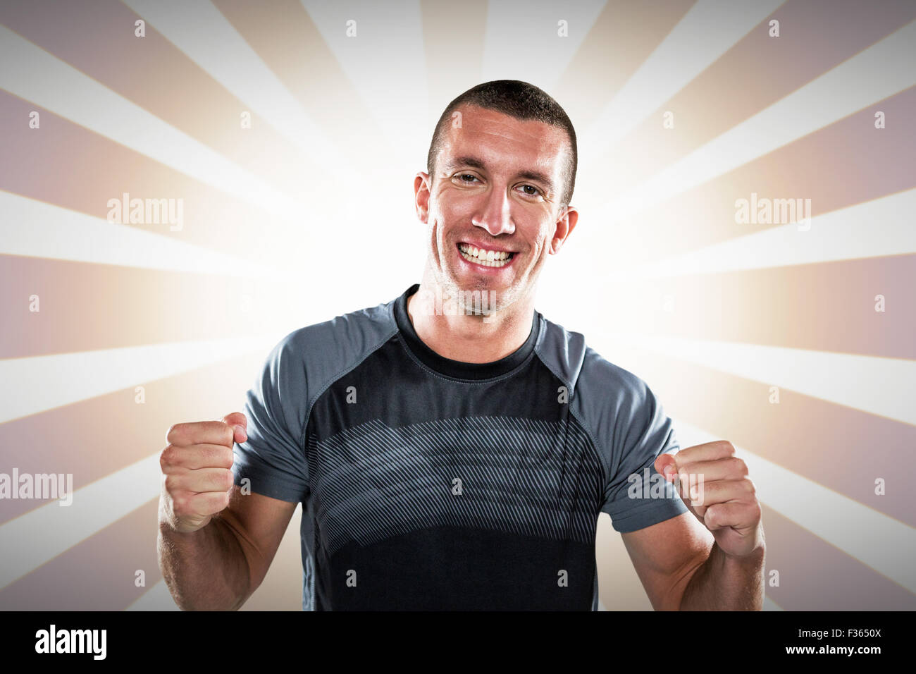 Composite image of portrait of happy rugby player Stock Photo - Alamy