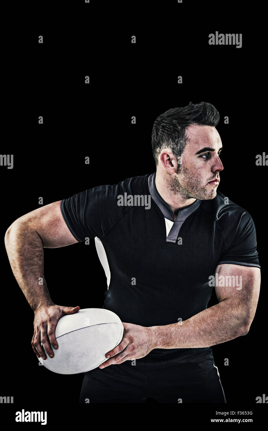 Composite image of rugby player throwing the ball Stock Photo - Alamy