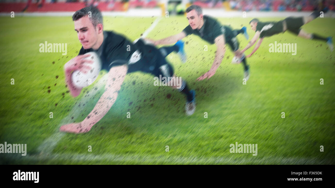 Composite image of a rugby player scoring a try Stock Photo - Alamy
