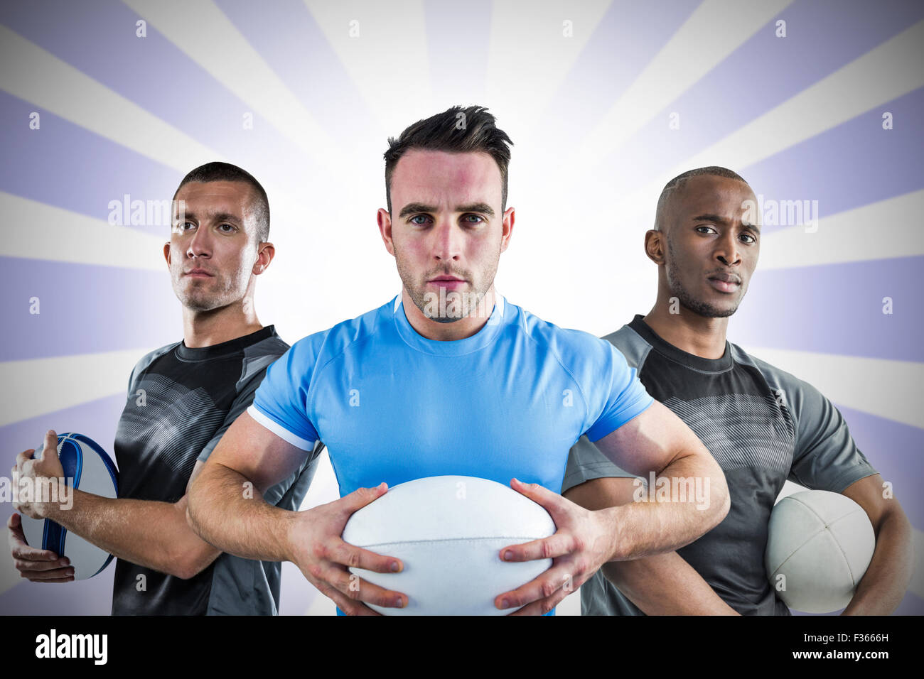 Composite image of tough rugby players Stock Photo - Alamy
