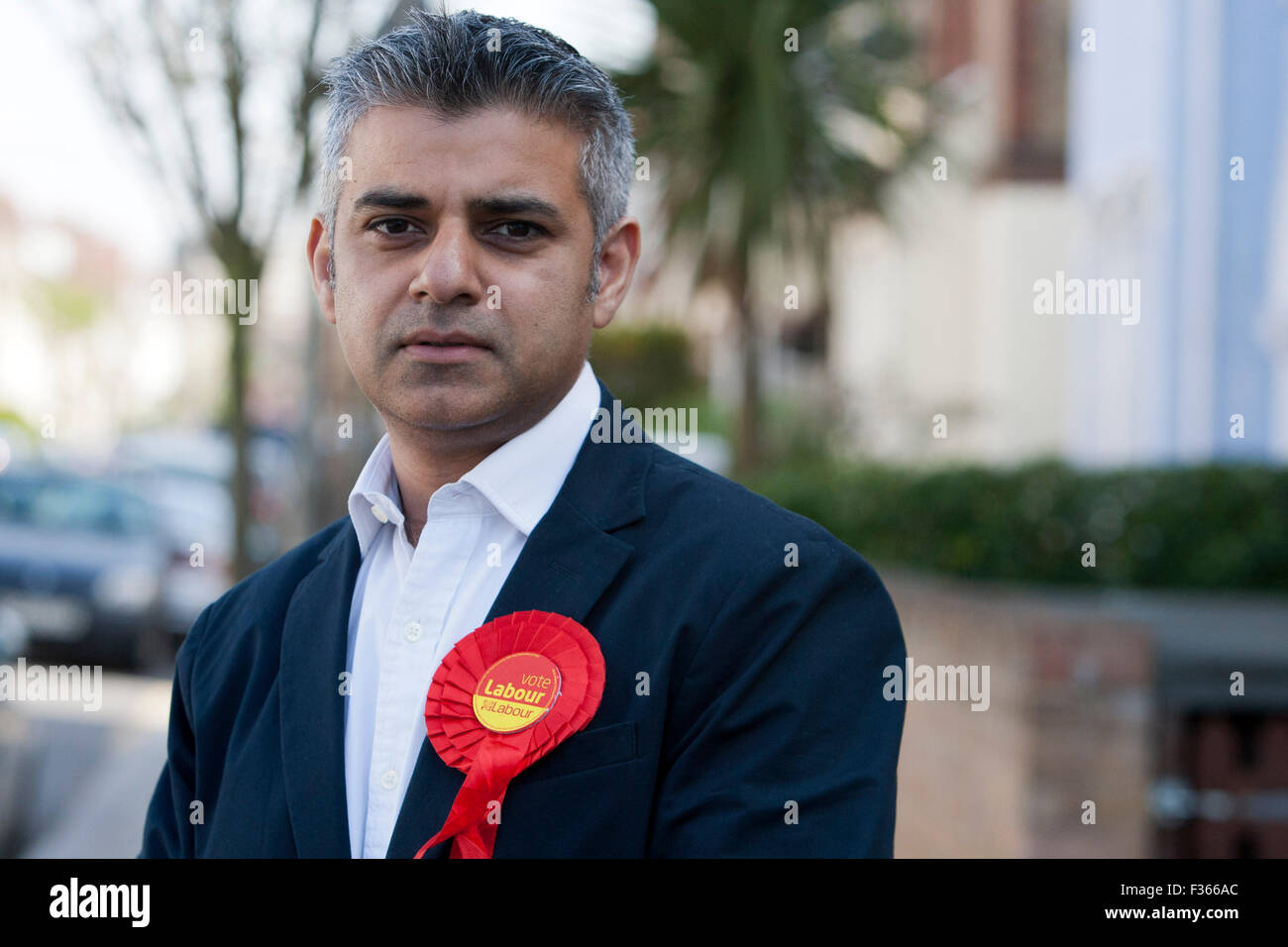 Sadiq Khan MP poses for a picture in a residential street in Tooting ...