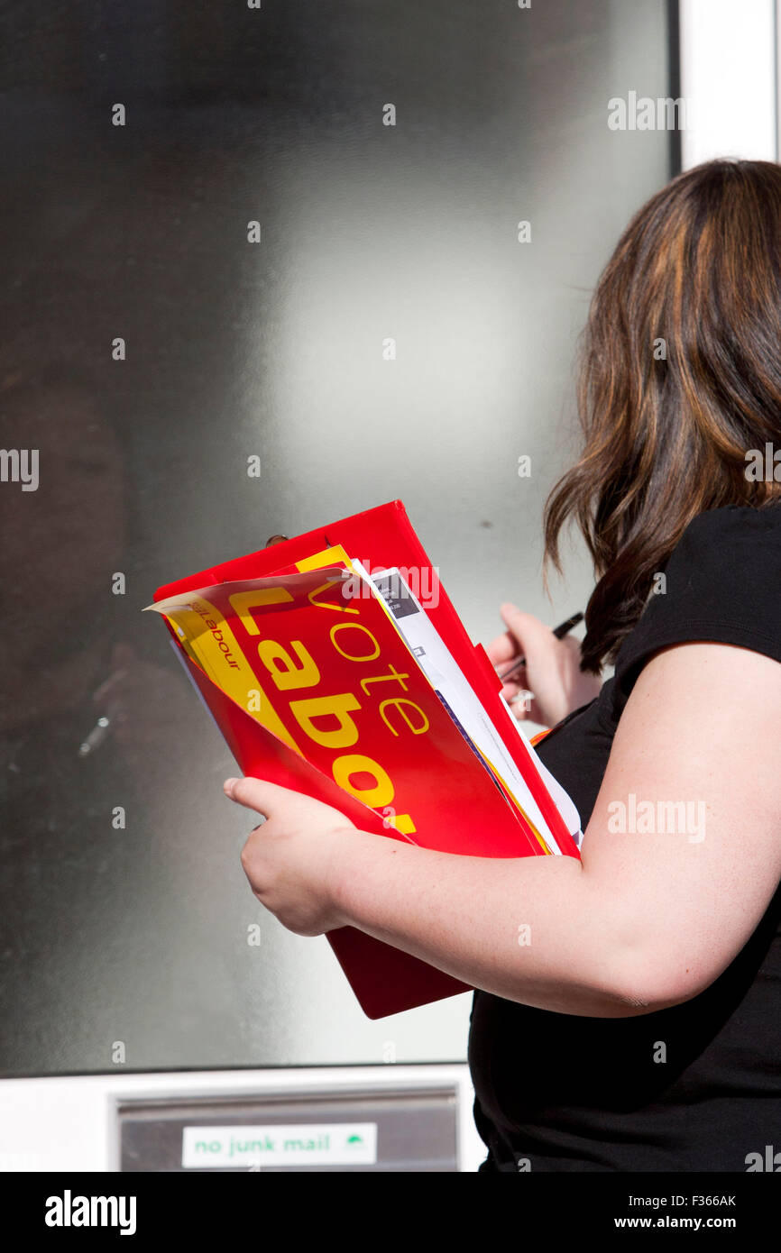 A member of Sadiq Khan MP's team out canvassing in a residential street ...