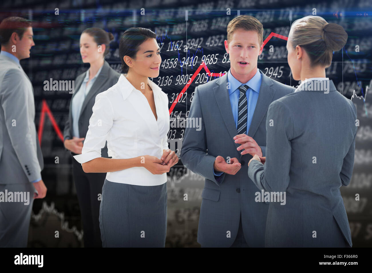 Composite image of business people interacting Stock Photo - Alamy