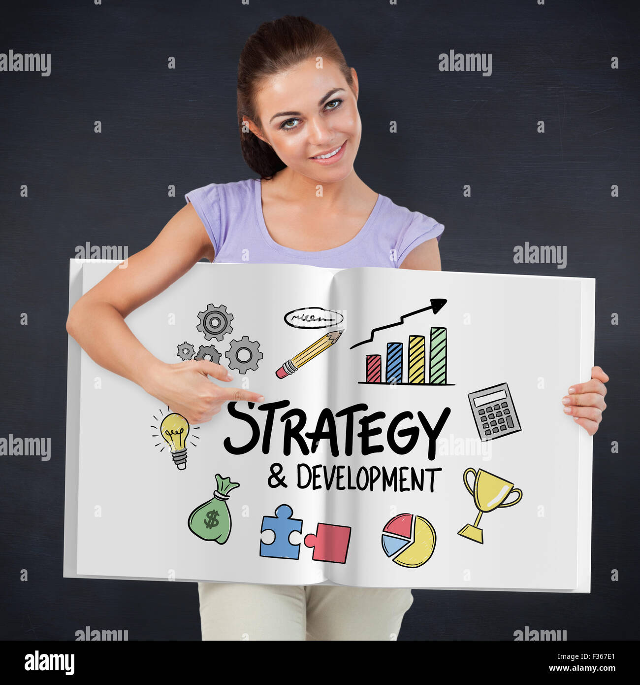 Woman presenting book hi-res stock photography and images - Alamy