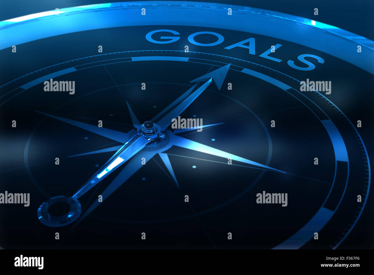 Composite image of compass pointing to goals Stock Photo - Alamy