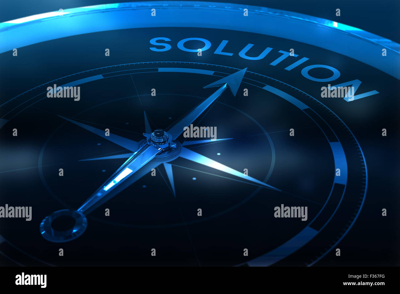 Composite image of compass pointing to solution Stock Photo - Alamy